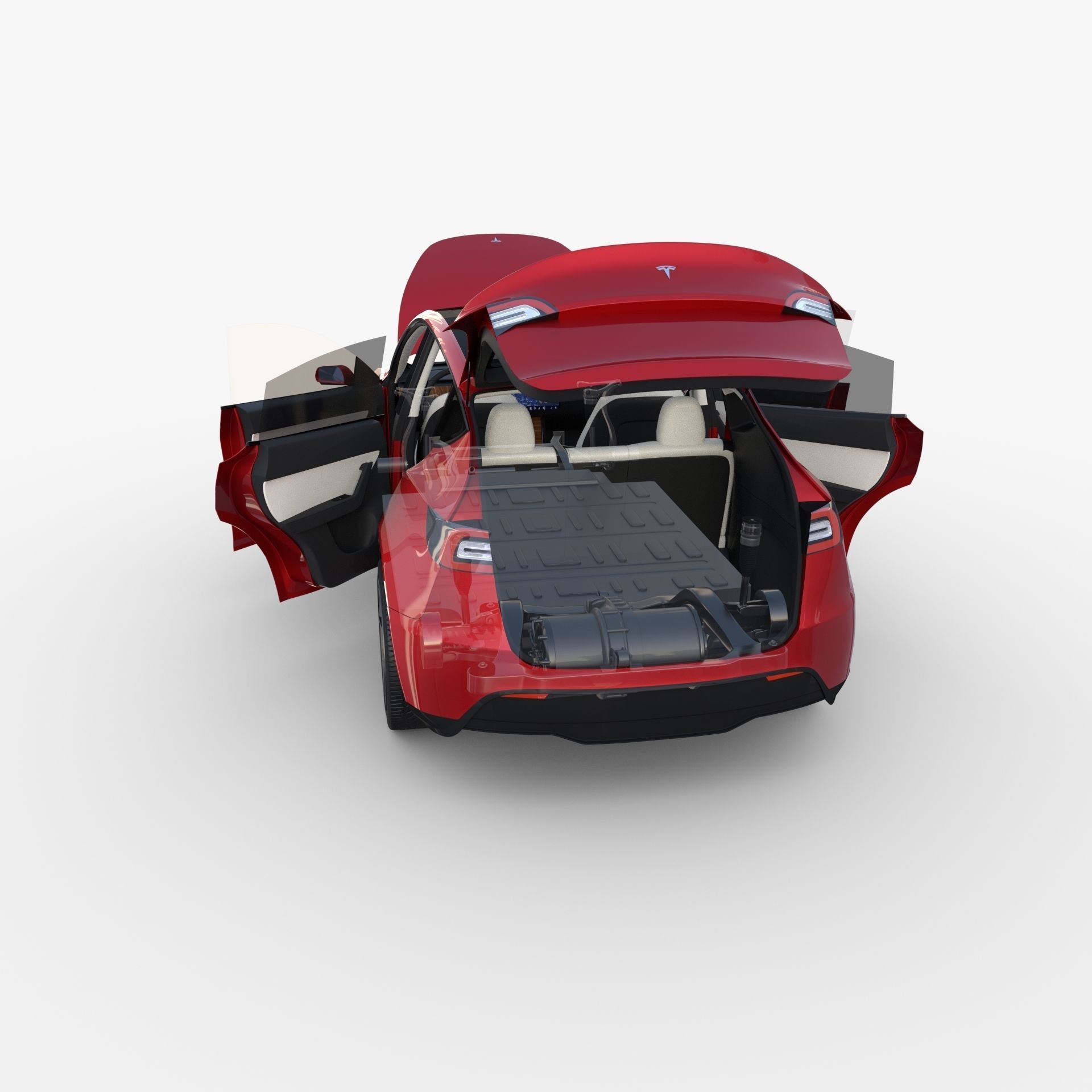 Tesla Model Y RWD Red with interior and chassis 3D model | CGTrader