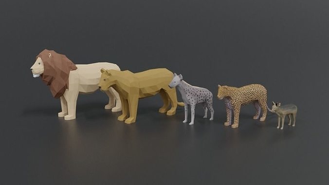 3D Model Collection Low Poly African Predators VR / AR / low-poly ...