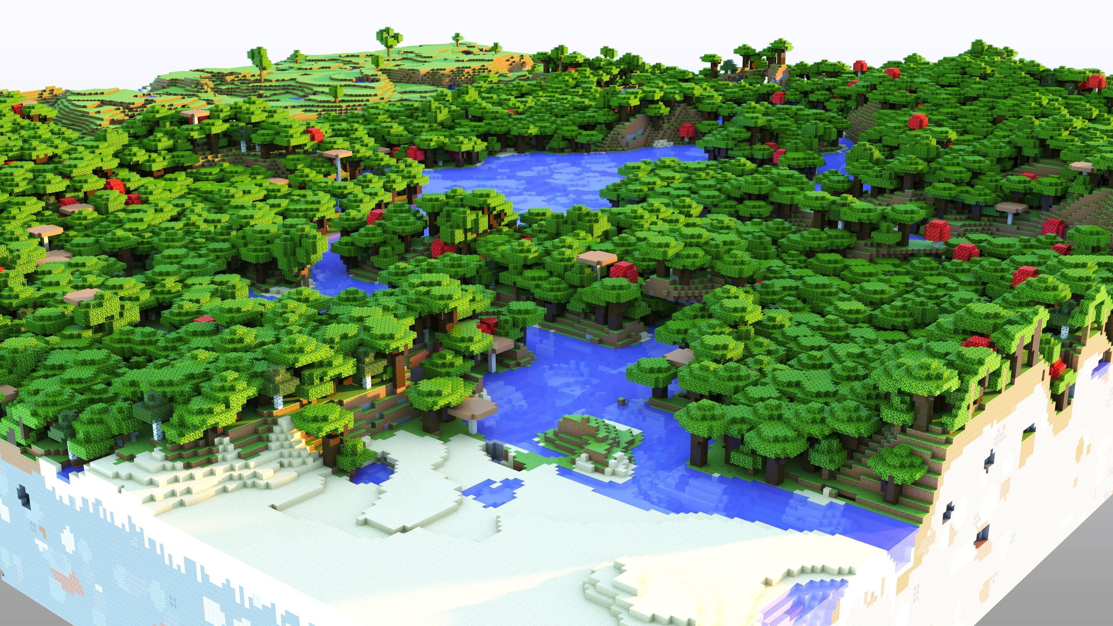 Minecraft Lakey - Forest Landscape 3D model | CGTrader