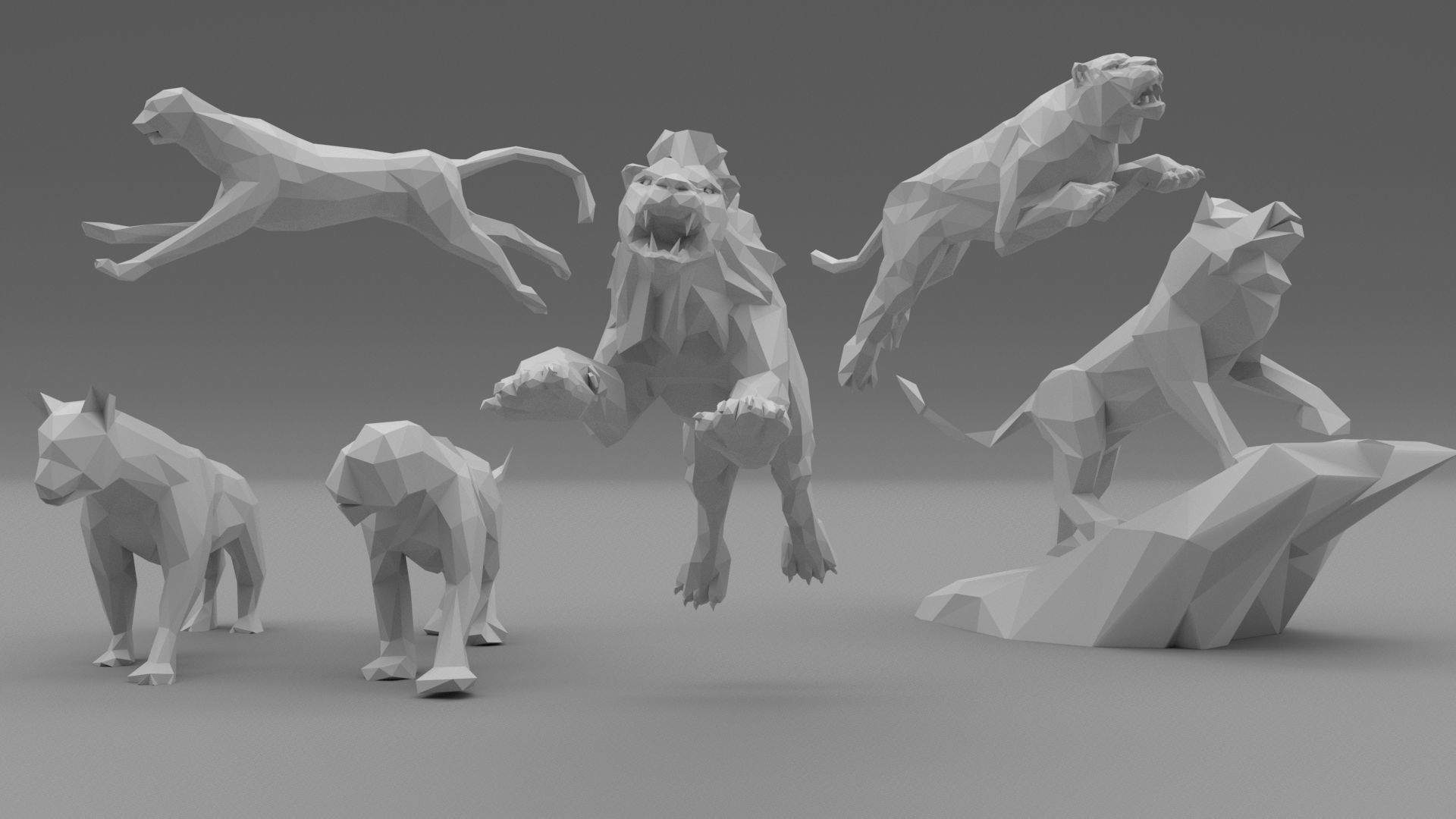 Low Poly - Triangulated Stylized animals pack 3D print 3D model 3D ...