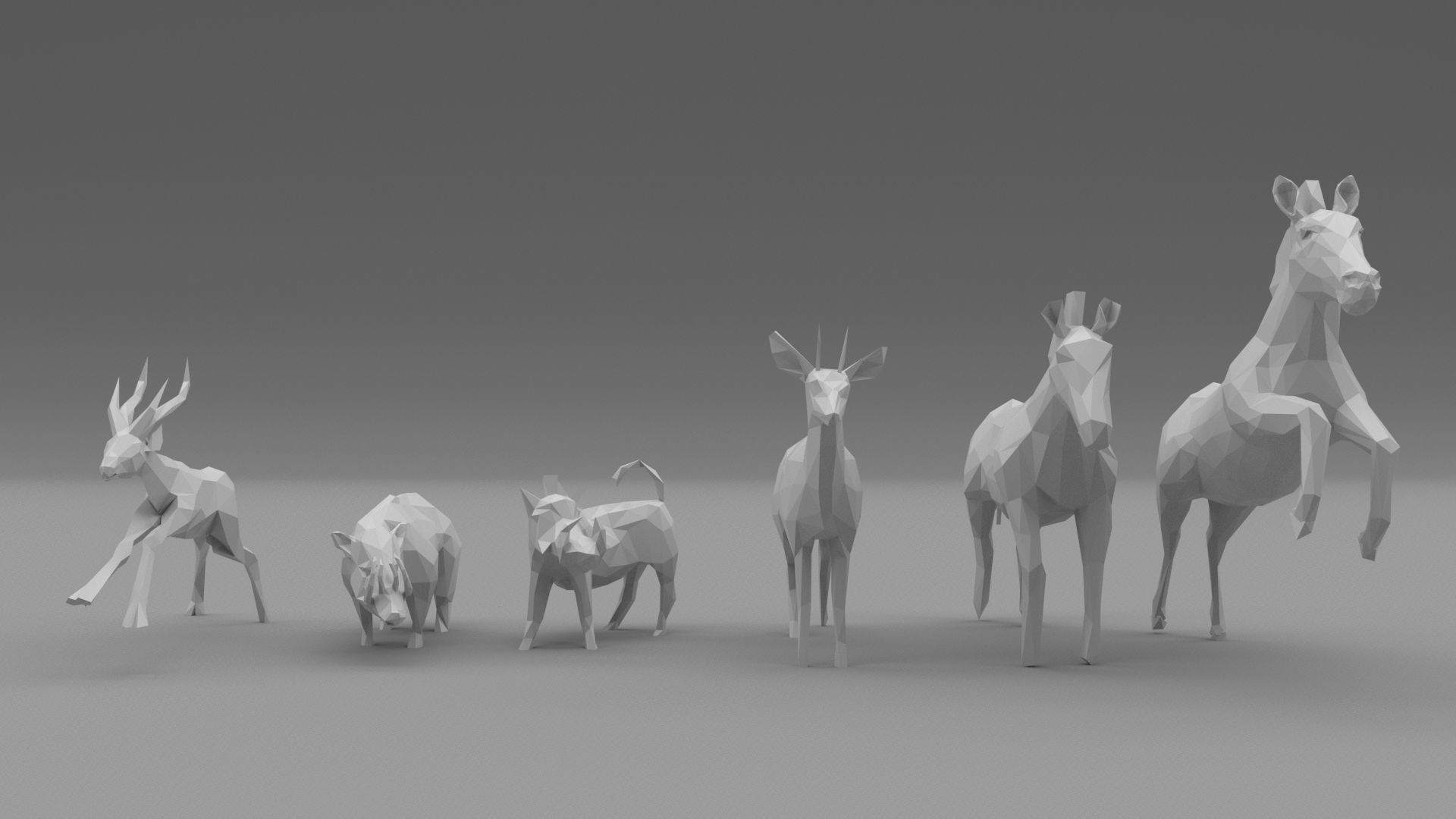 Low Poly - Triangulated Stylized animals pack 3D print 3D model 3D ...