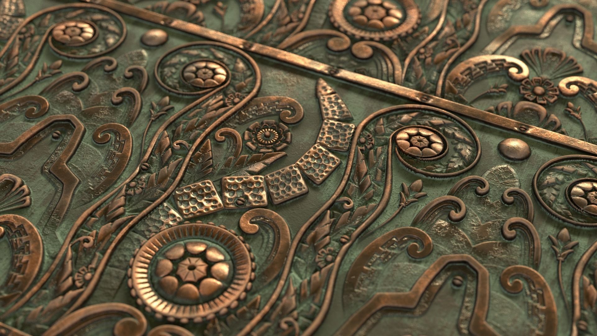 3D model Old bronze ornament panel | CGTrader