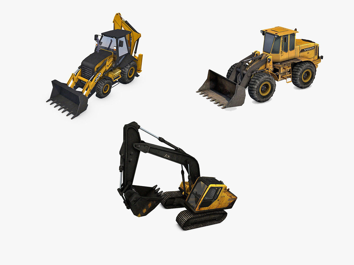 3D model Heavy Construction Machinery 3 in 1 | CGTrader