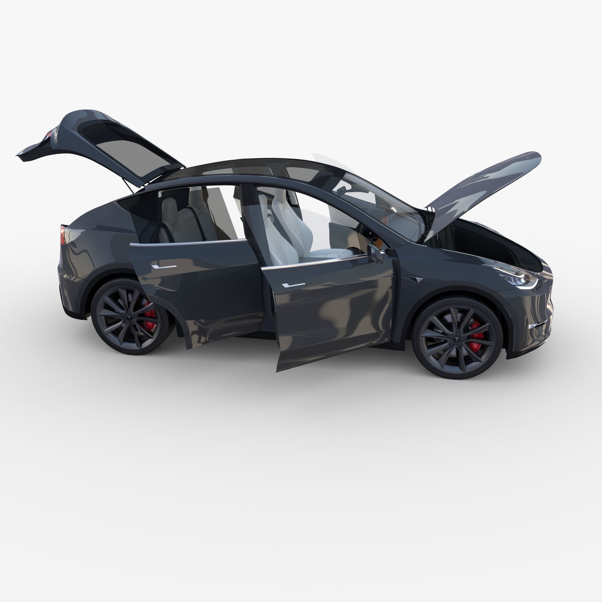 Tesla Model Y Midnight Silver with interior 3D model | CGTrader