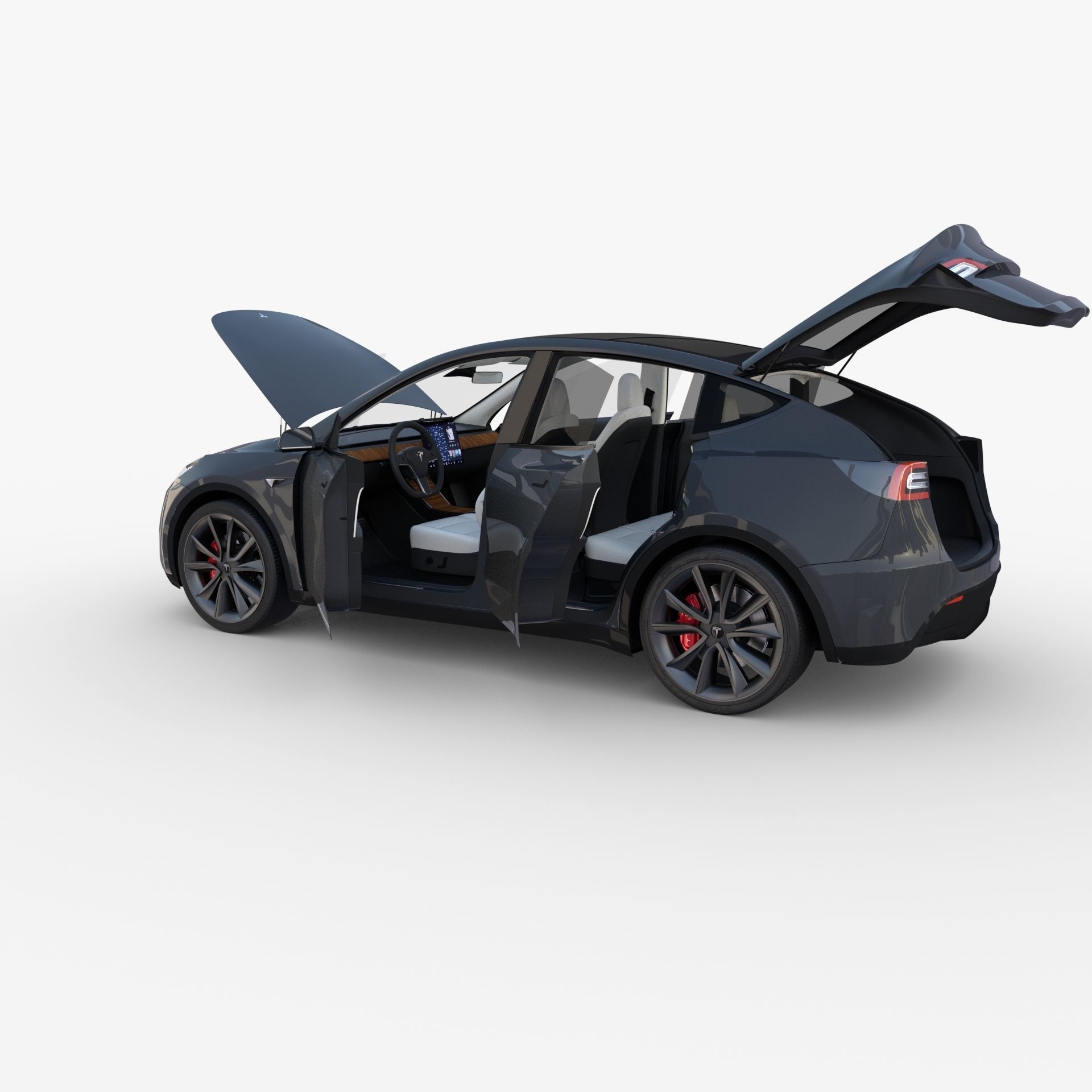 Tesla Model Y Midnight Silver with interior 3D model | CGTrader