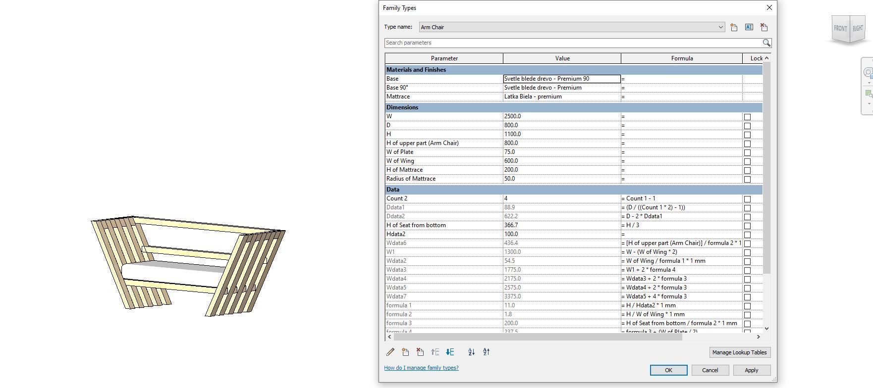 3D model Wooden bench - Full parametric Revit Family VR / AR / low-poly ...