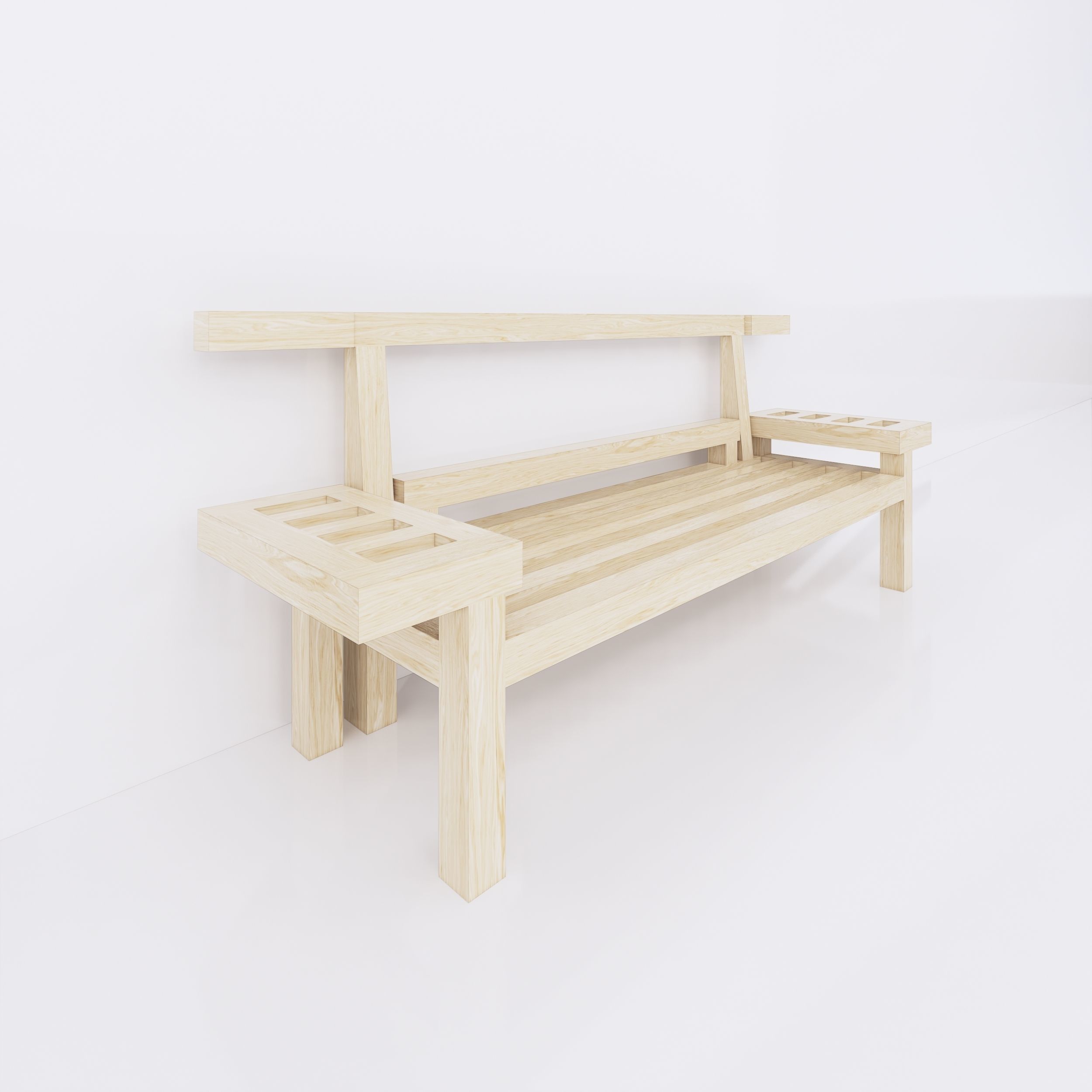Wooden bench 2 - Full parametric Revit Family free VR / AR / low-poly ...