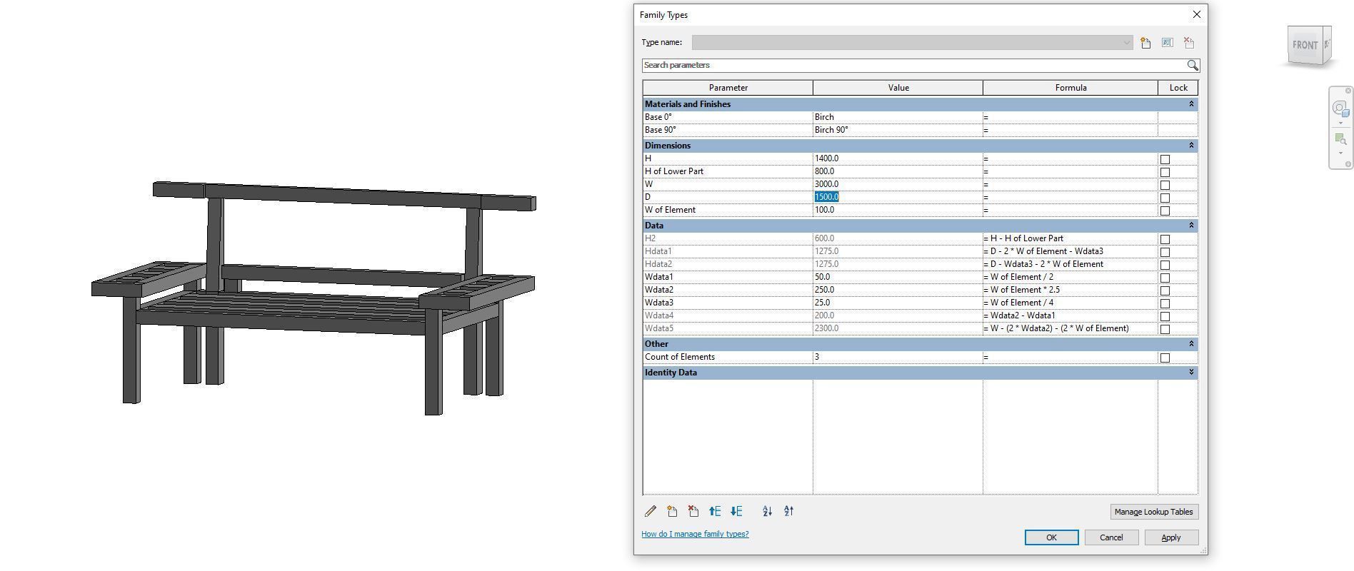 Wooden bench 2 - Full parametric Revit Family free VR / AR / low-poly ...