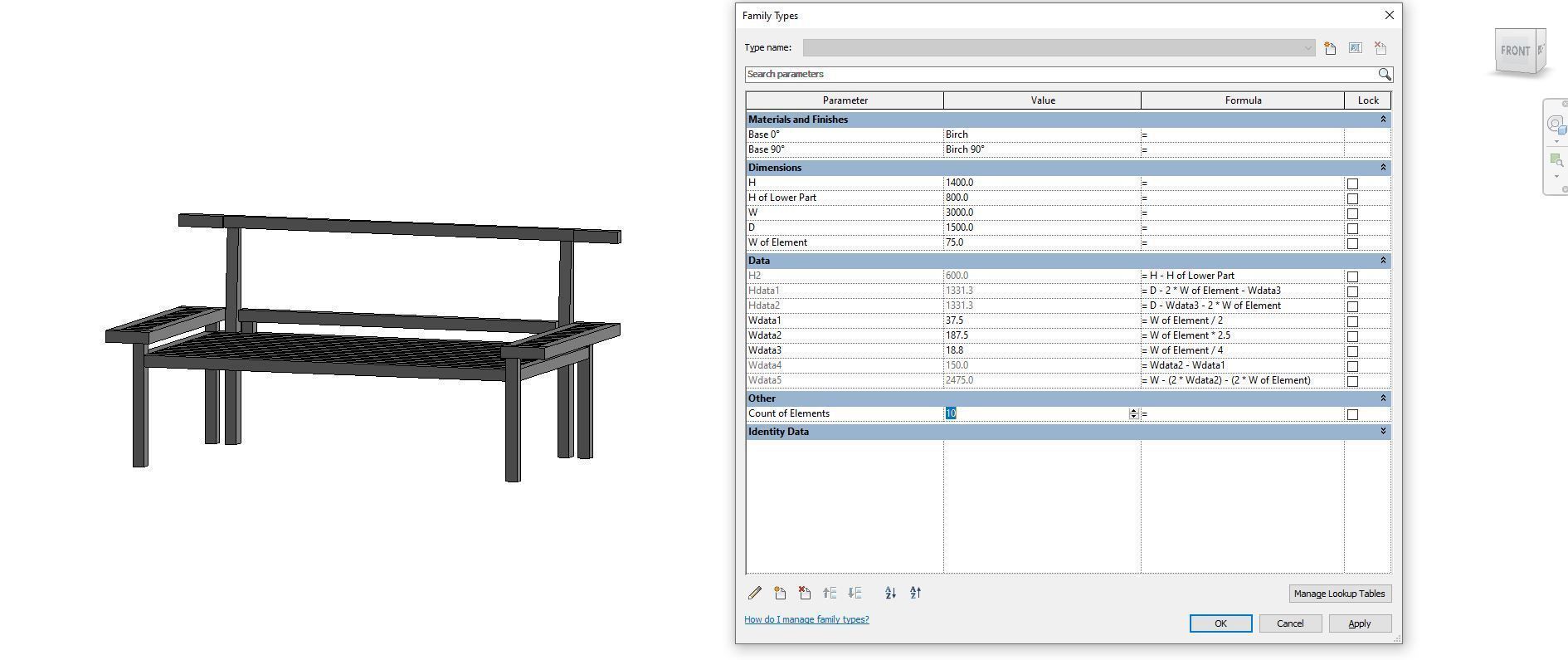 Wooden bench 2 - Full parametric Revit Family free VR / AR / low-poly ...