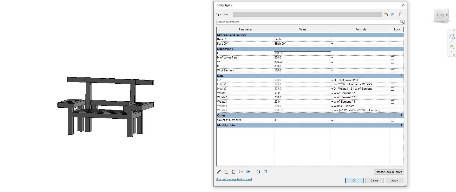 Wooden bench 2 - Full parametric Revit Family free VR / AR / low-poly ...