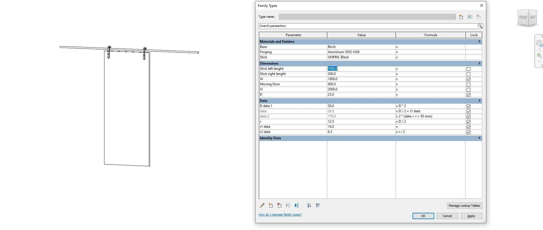 Sliding door interior - Full parametric Revit Family free VR / AR / low ...