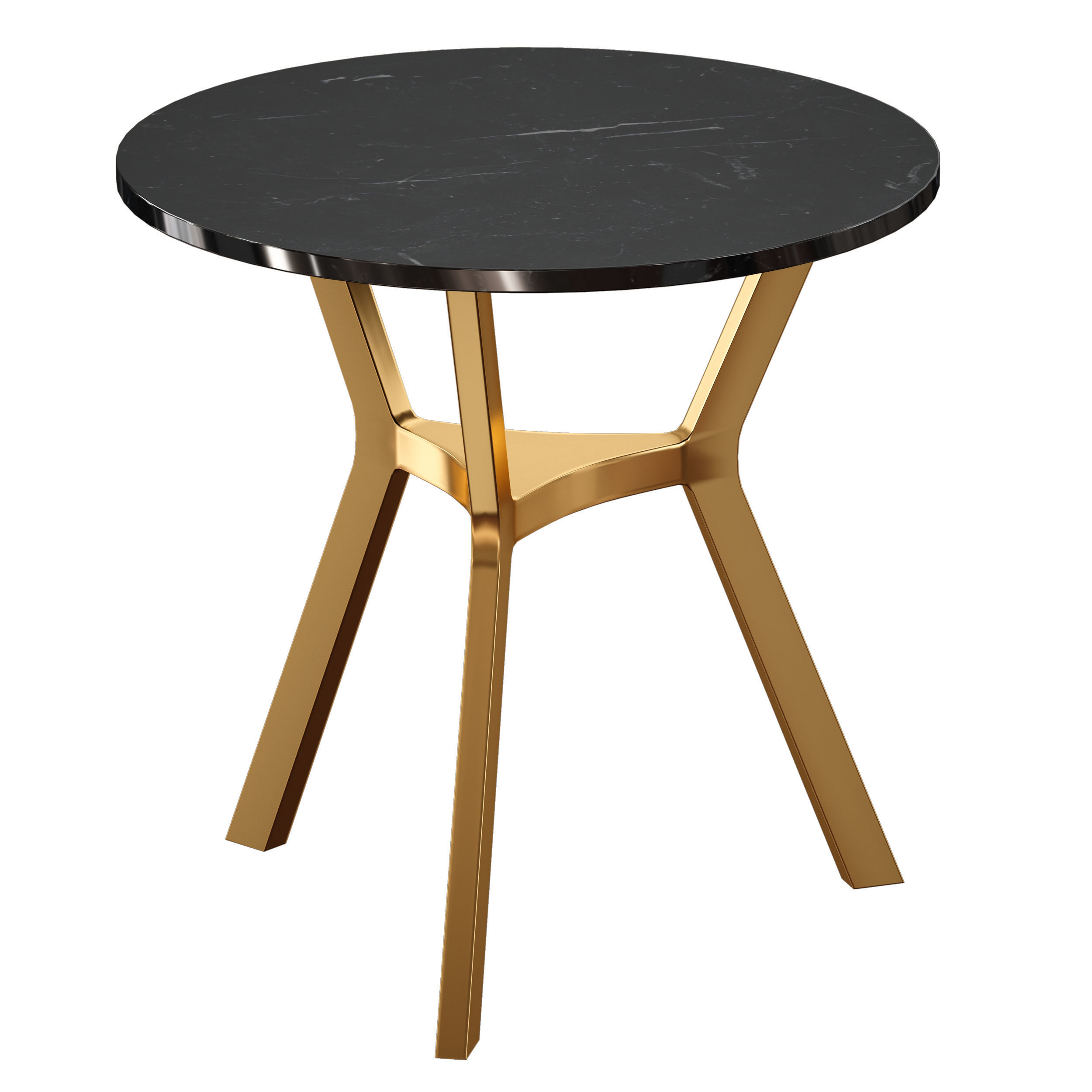 Elke Round Black Marble End Table with Brass Base 3D model | CGTrader