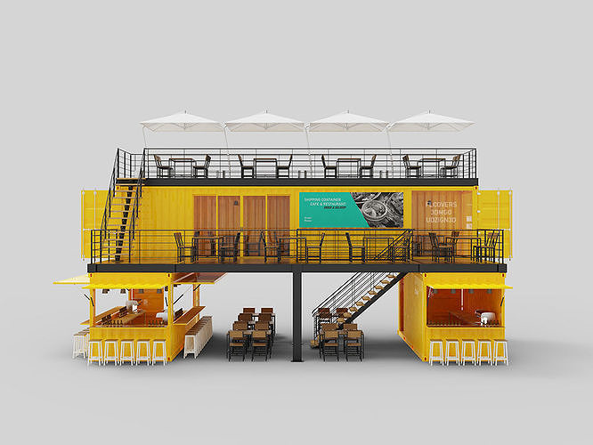 Shipping Container Cafe and Restaurant 3D model | CGTrader