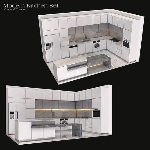 Modern Kitchen Cabinet Set 3D model | CGTrader
