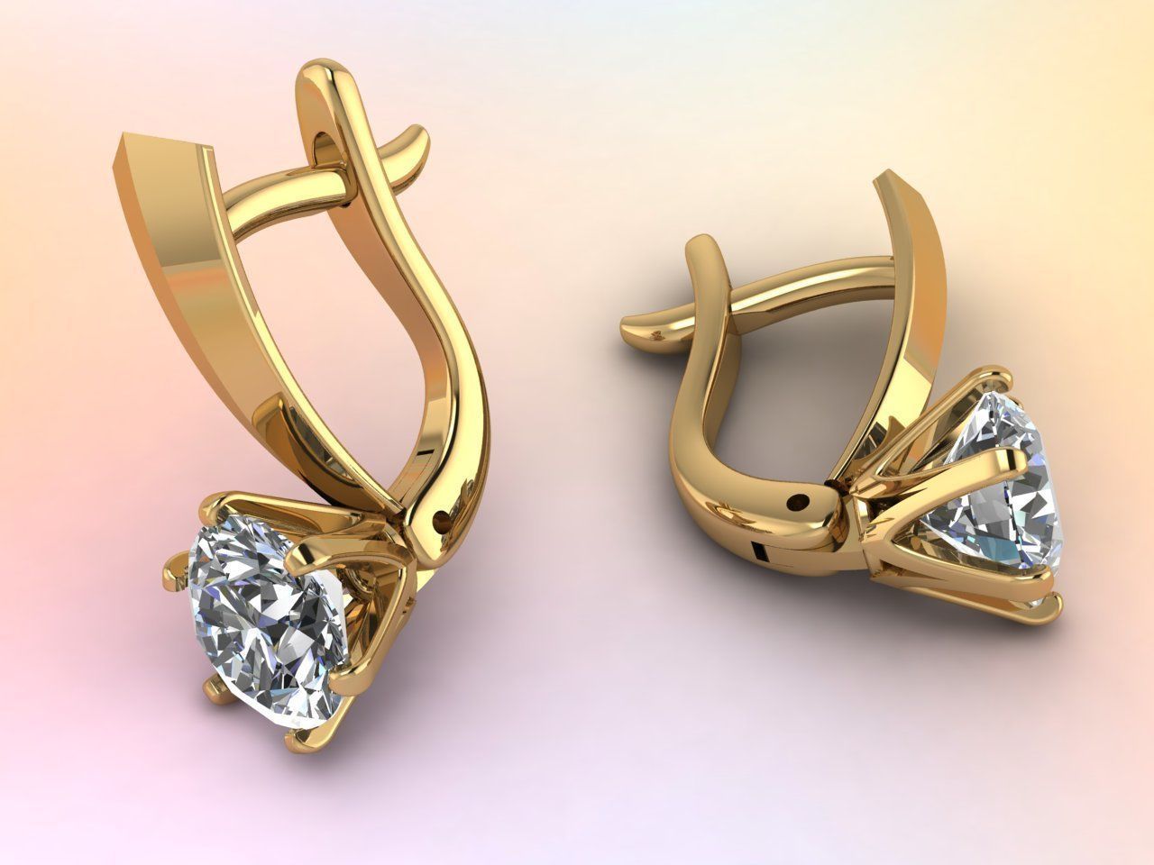 one-carat diamond earrings 3D model 3D printable | CGTrader