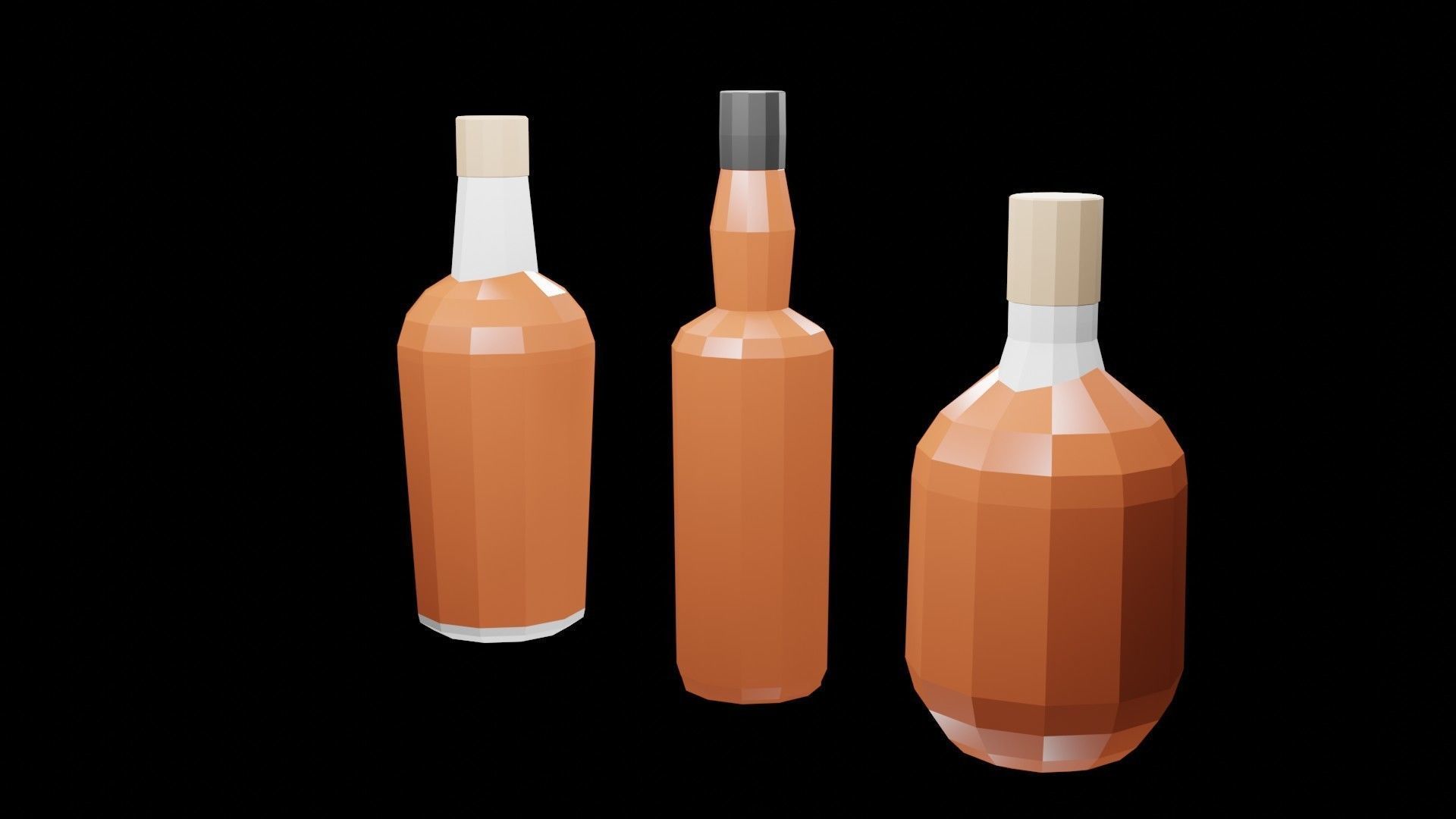 3D model Low Poly Liquor Bottles 2 VR / AR / low-poly | CGTrader