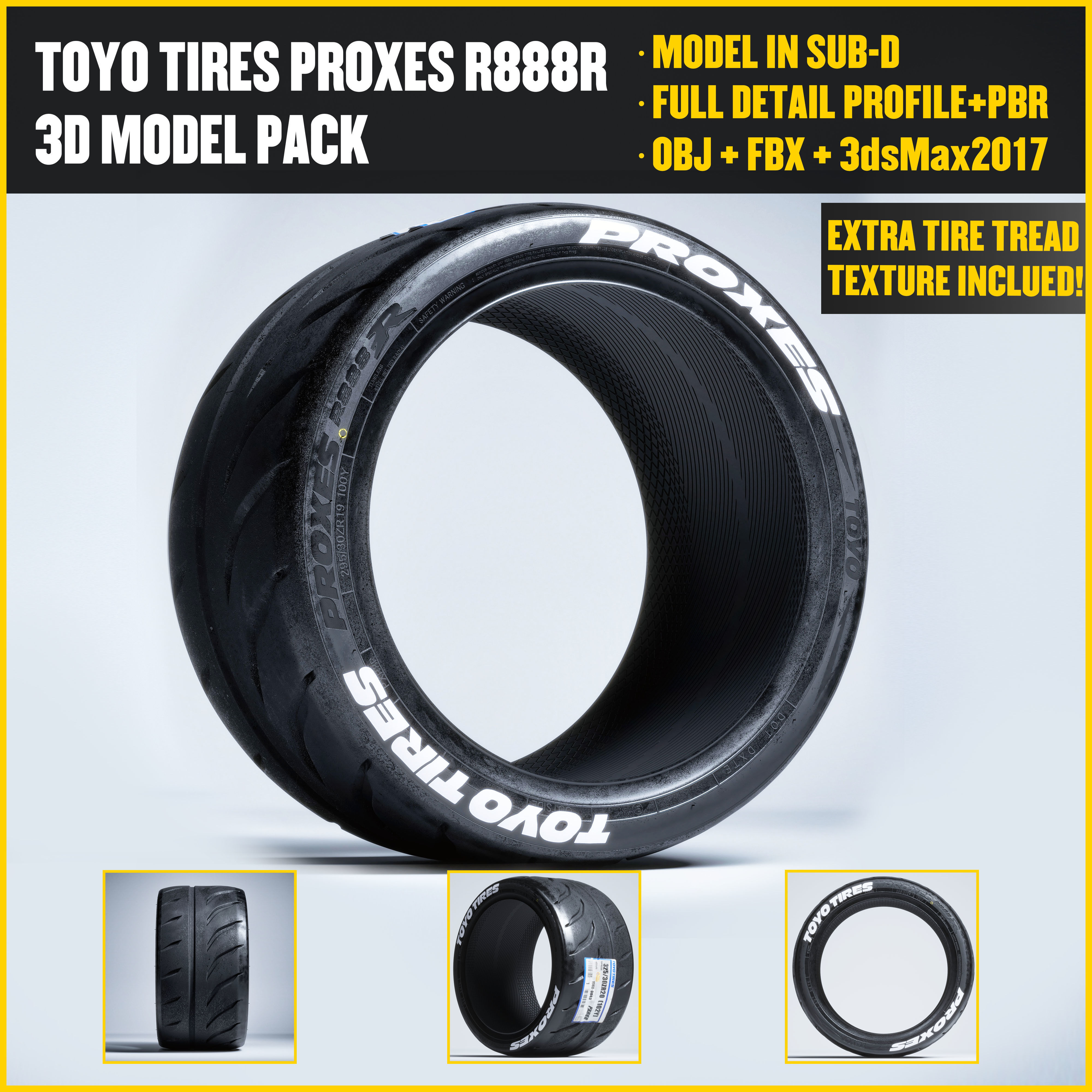 3D model TOYO PROXES R888R VR / AR / low-poly | CGTrader