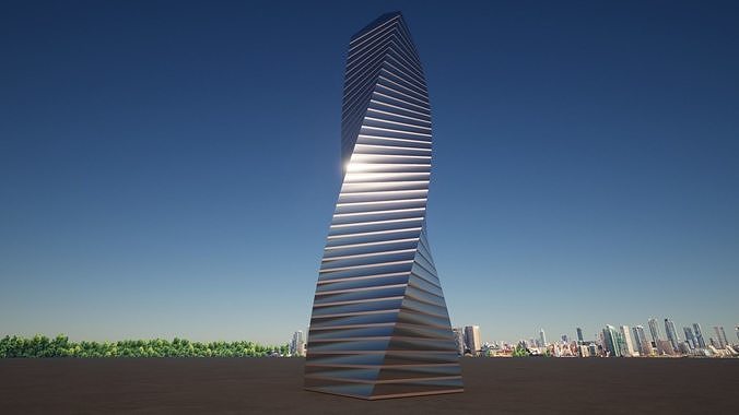 3D model tower futuristic in middle of city VR / AR / low-poly | CGTrader