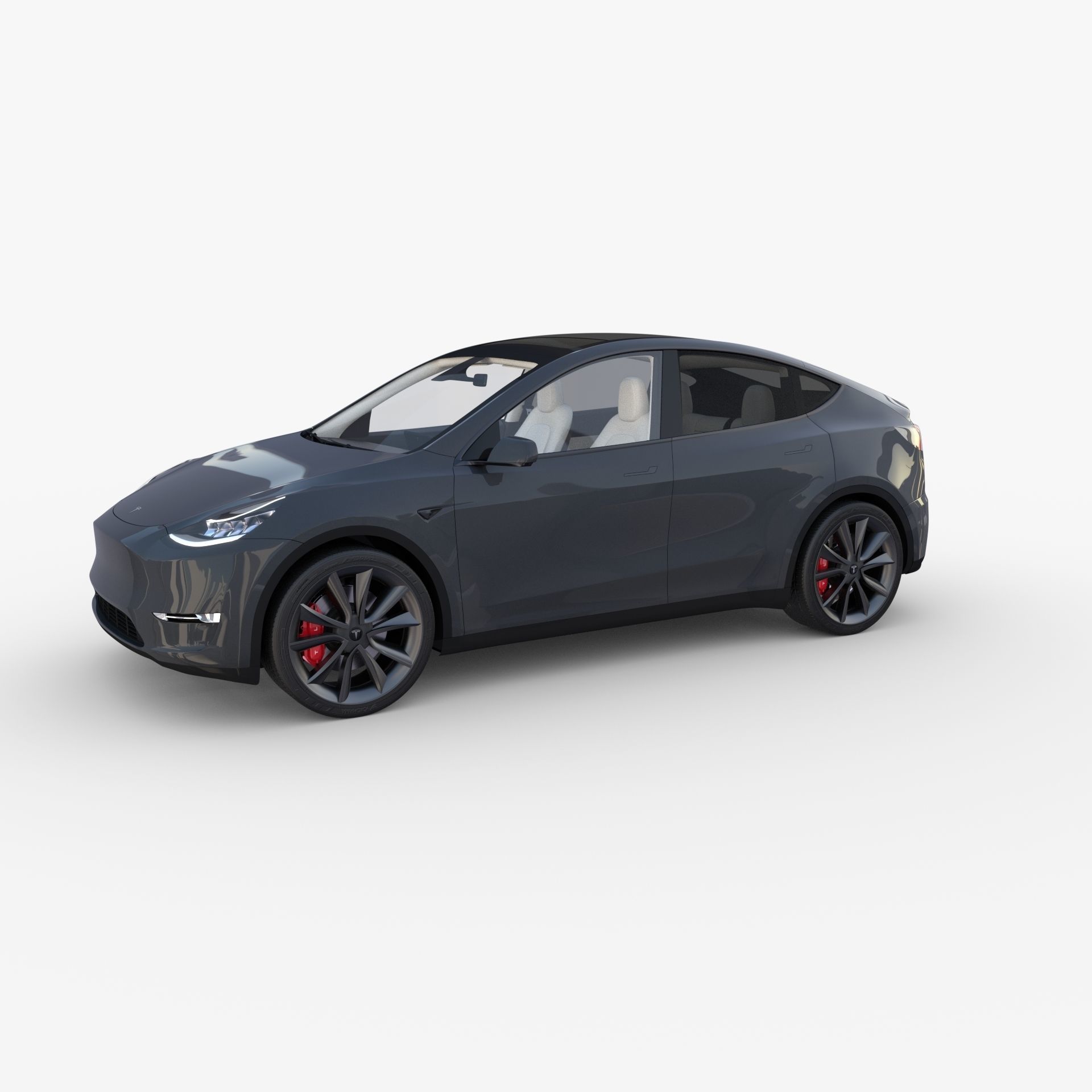 Tesla Model Y AWD Midnight Silver with interior and chassis 3D model ...