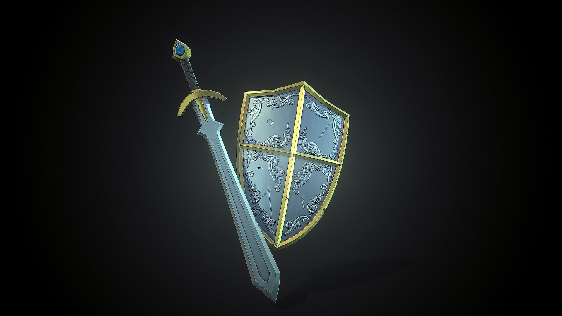 3D asset Stylized Shield and Sword | CGTrader