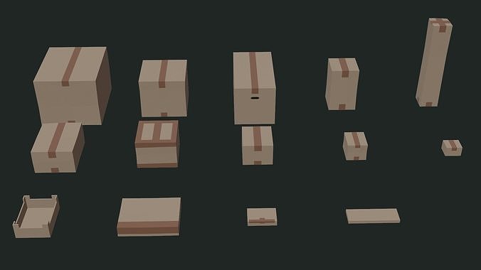 3D model Low Poly Cardboard Box Pack VR / AR / low-poly | CGTrader