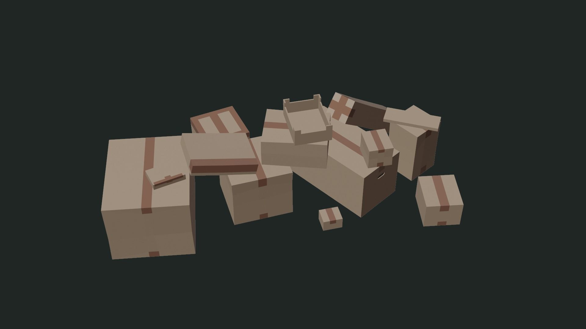 3D model Low Poly Cardboard Box Pack VR / AR / low-poly | CGTrader