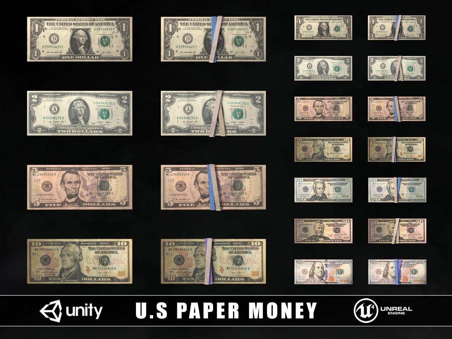 3D model US Paper Money VR / AR / low-poly | CGTrader