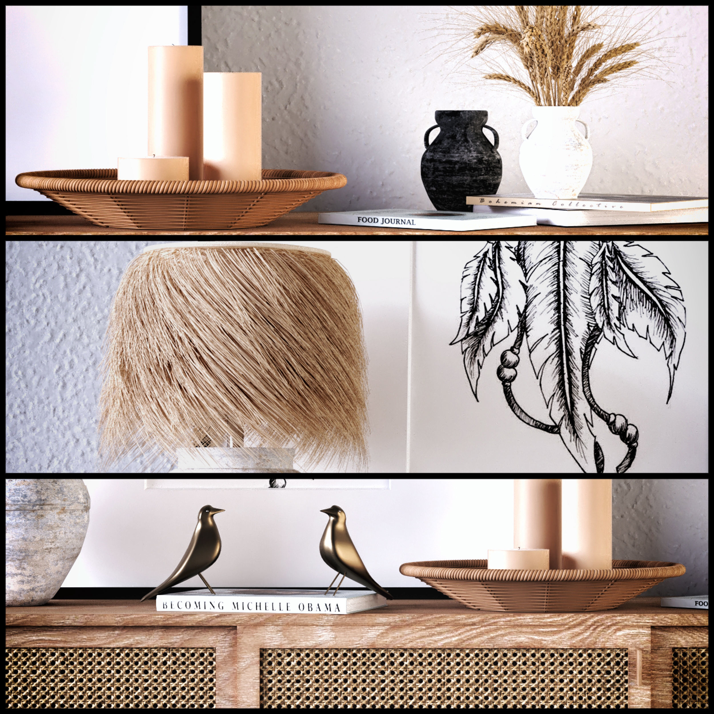 Sideboard-Decorative Set- Boho 3D model | CGTrader