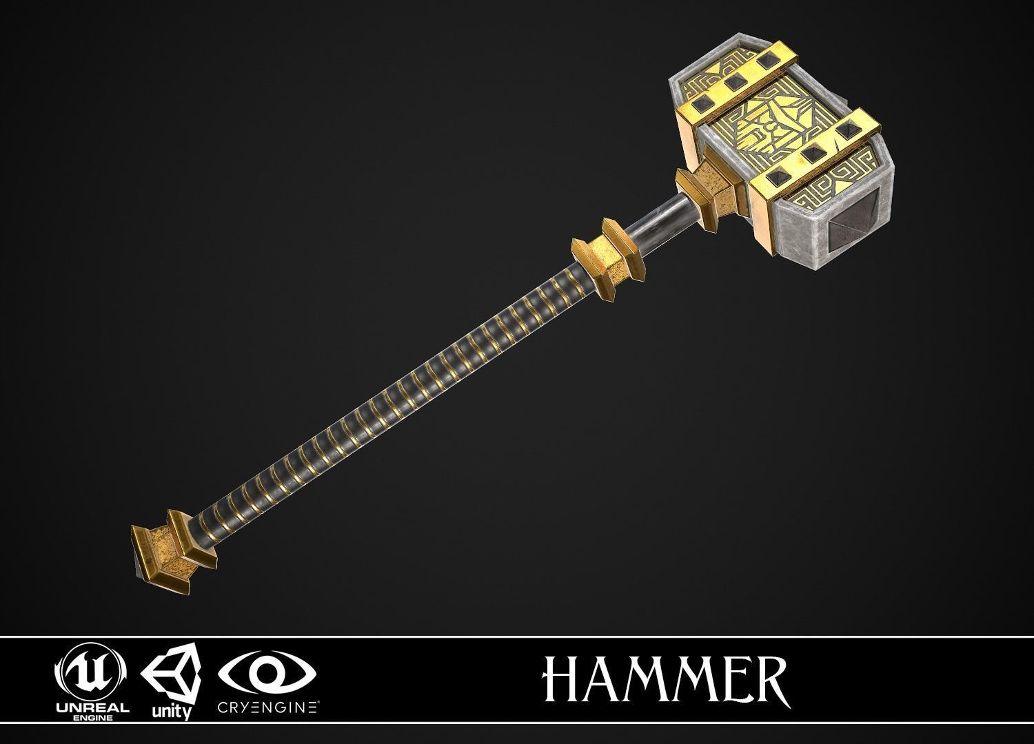 3D model Fantasy Great Hammer 04 VR / AR / low-poly | CGTrader
