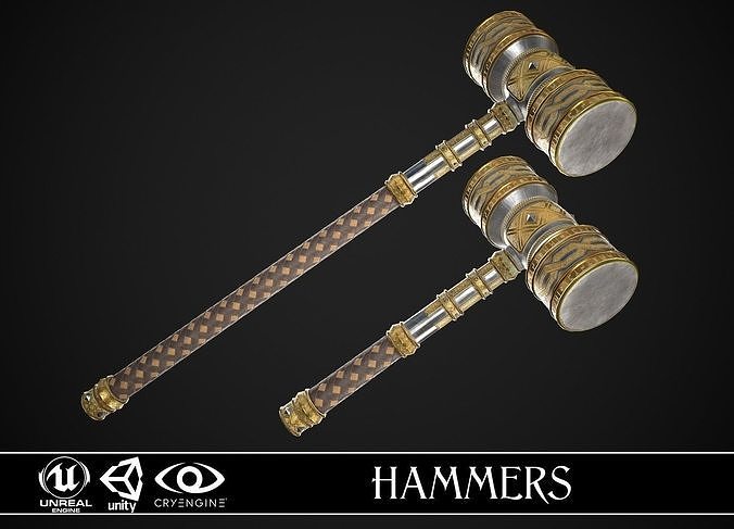 3D Model Collection Fantasy Hammers 01 VR / AR / low-poly | CGTrader