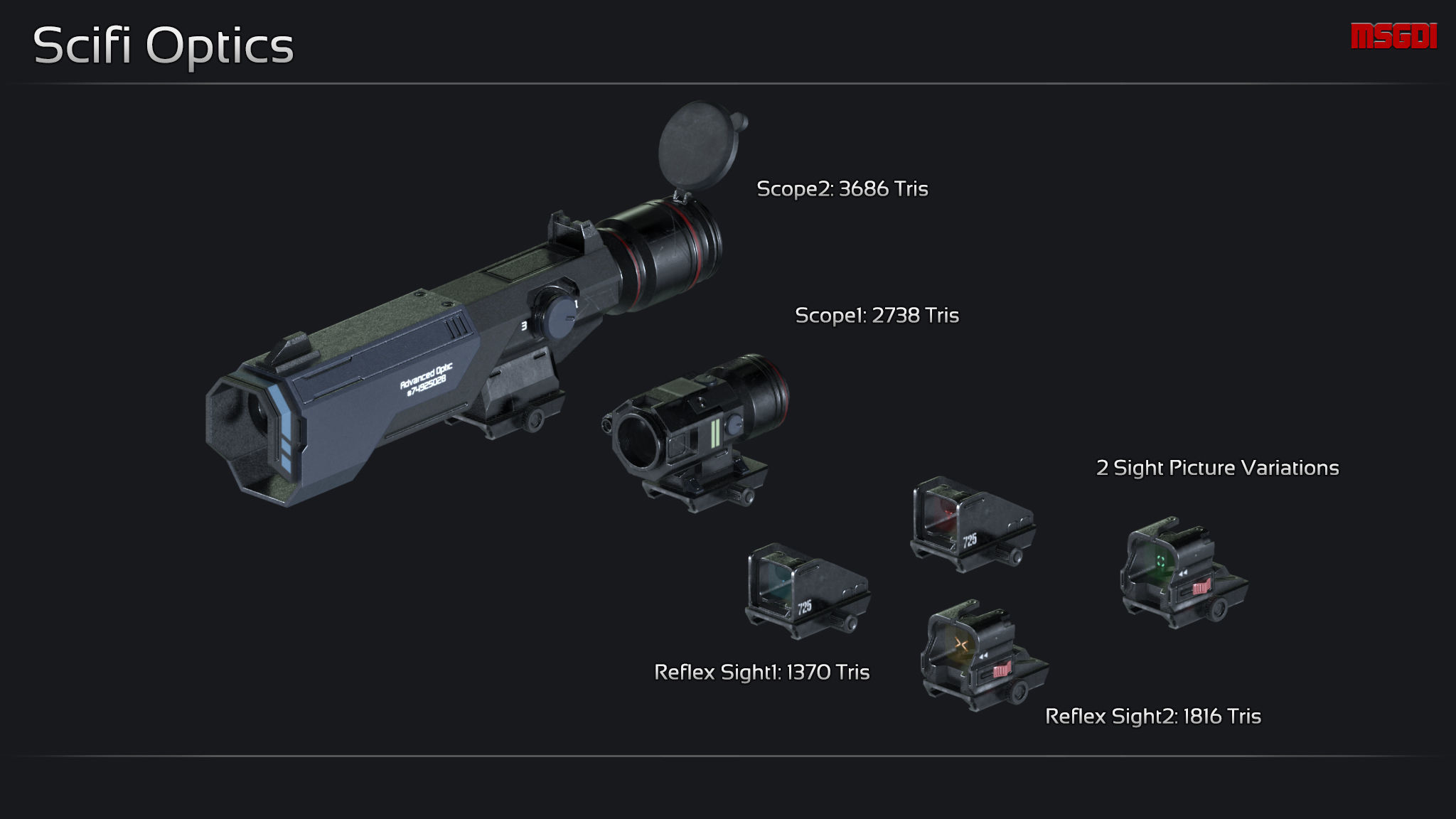 3D model Scifi Modular Weapon Attachments VR / AR / low-poly | CGTrader