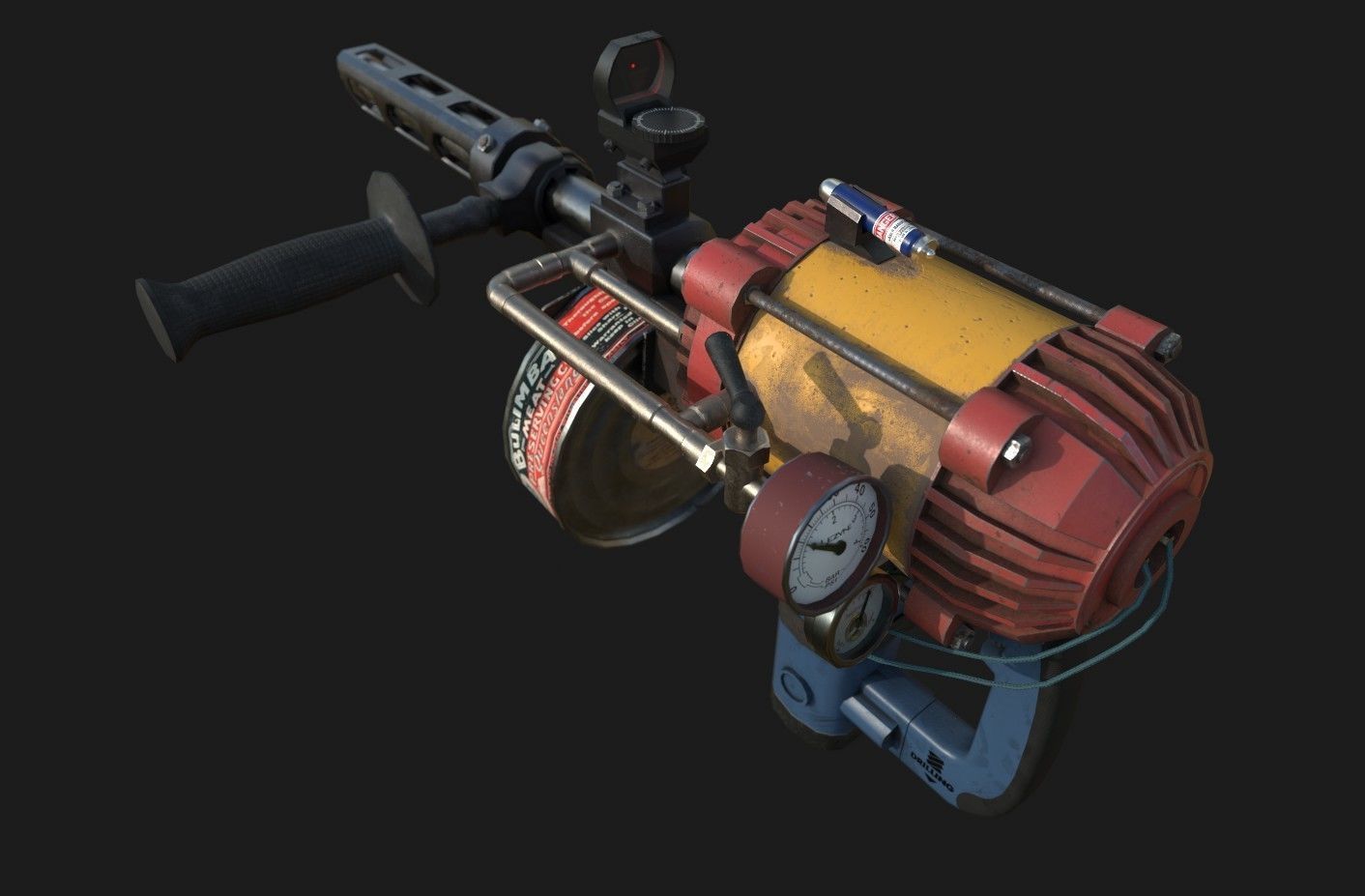 3D model Postapocalyptic Machine Gun VR / AR / low-poly | CGTrader