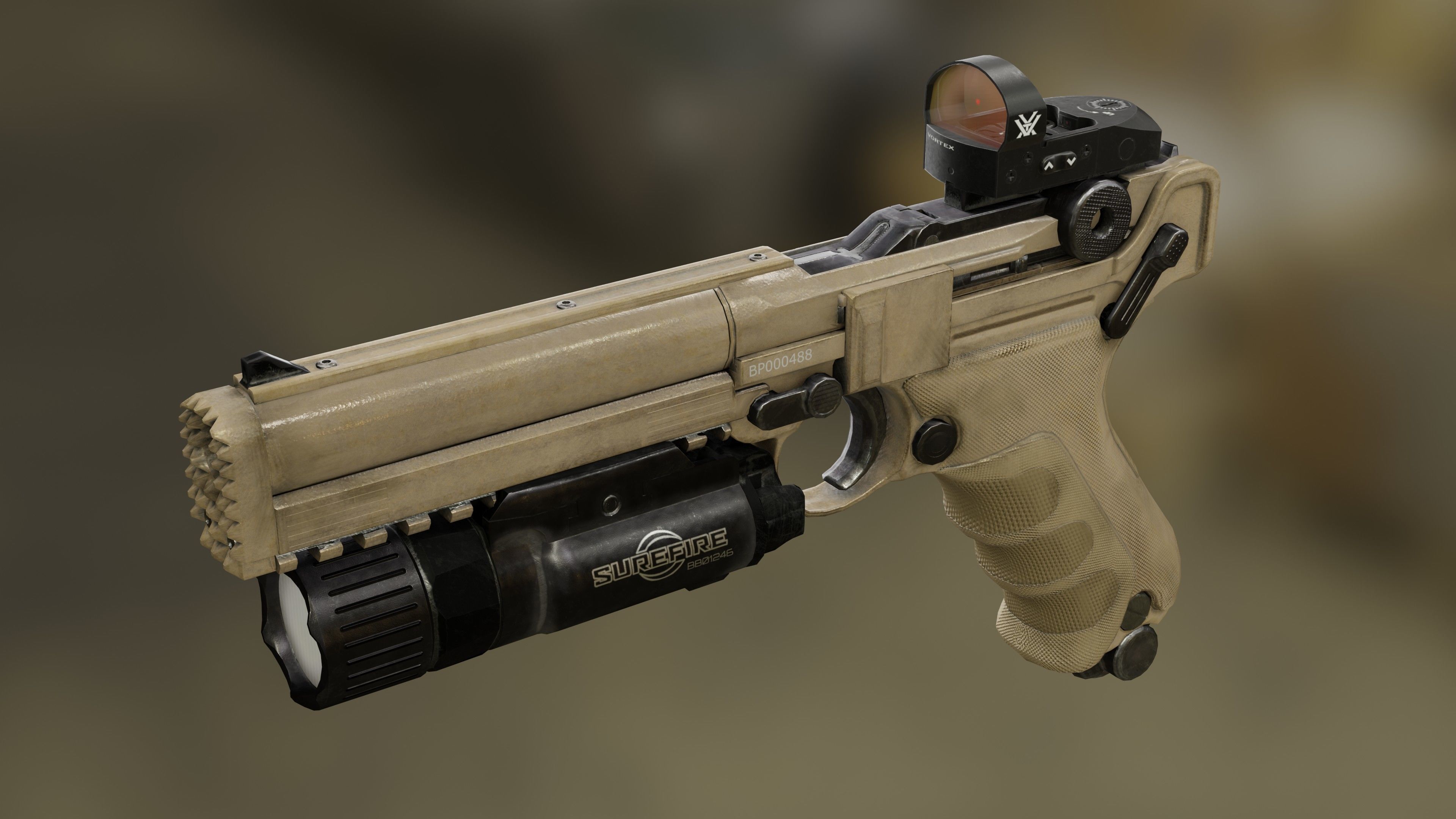 3D model Luger P08 Desert Tacticool VR / AR / low-poly rigged | CGTrader