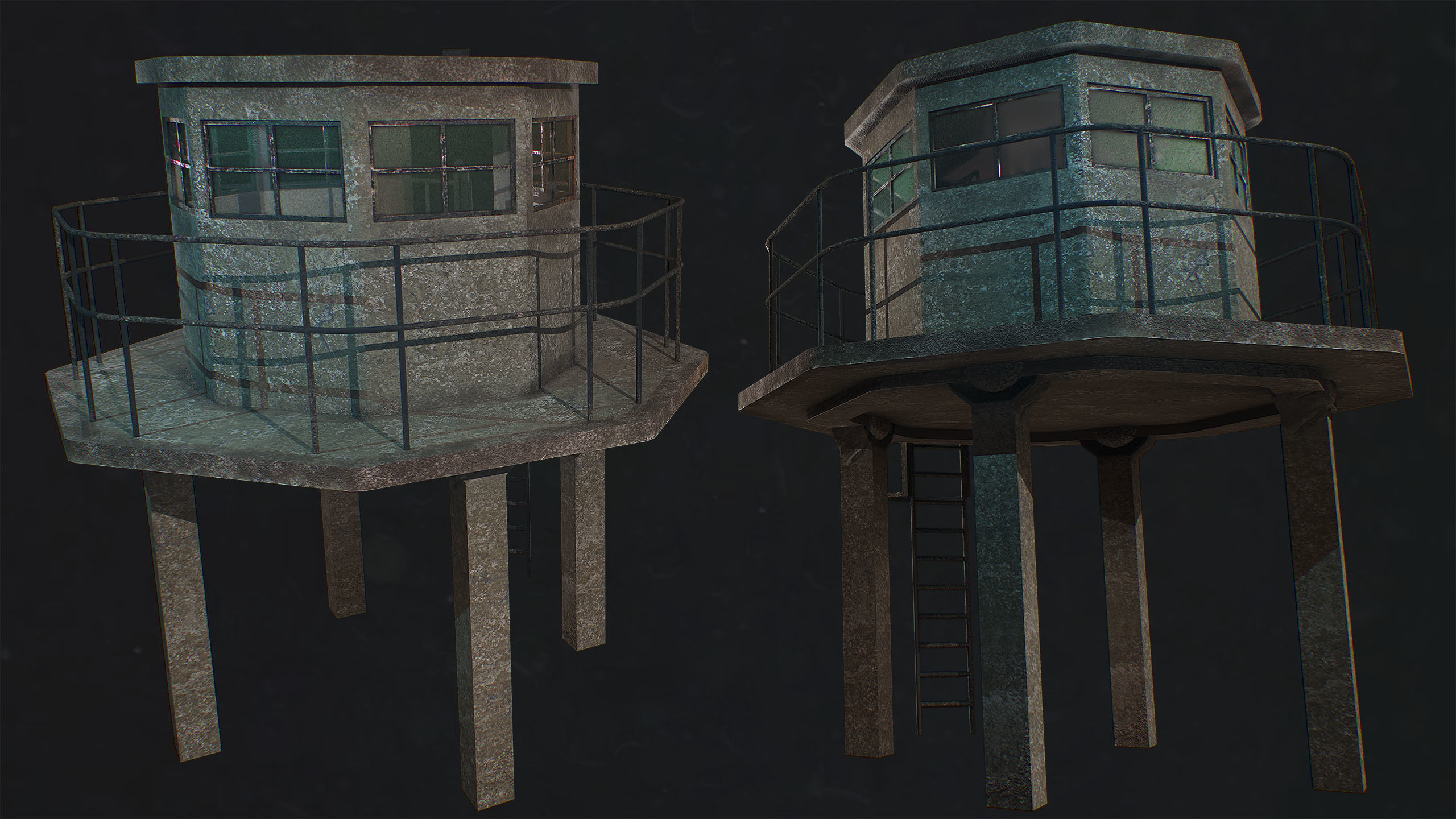 3D model 3D Low Poly - PBR Small Watch Tower 3D model model VR / AR ...