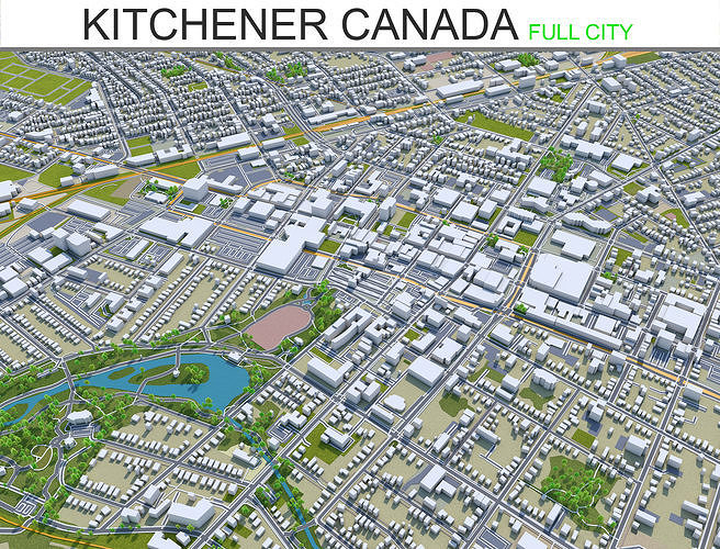 3D model Kitchener Canada 40km VR / AR / low-poly | CGTrader