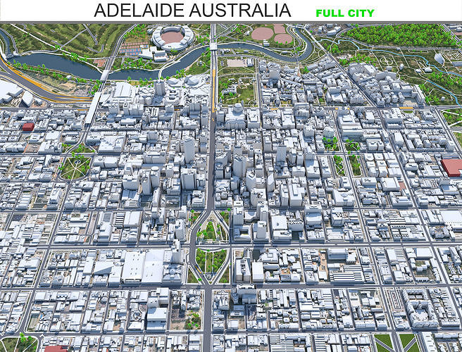 3D model Adelaide city in Australia 65km VR / AR / low-poly | CGTrader
