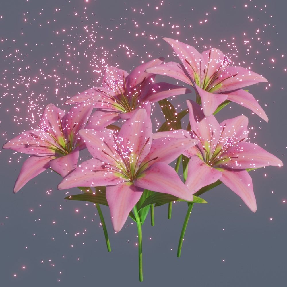 Lily flower rigged animated 3D model animated rigged | CGTrader