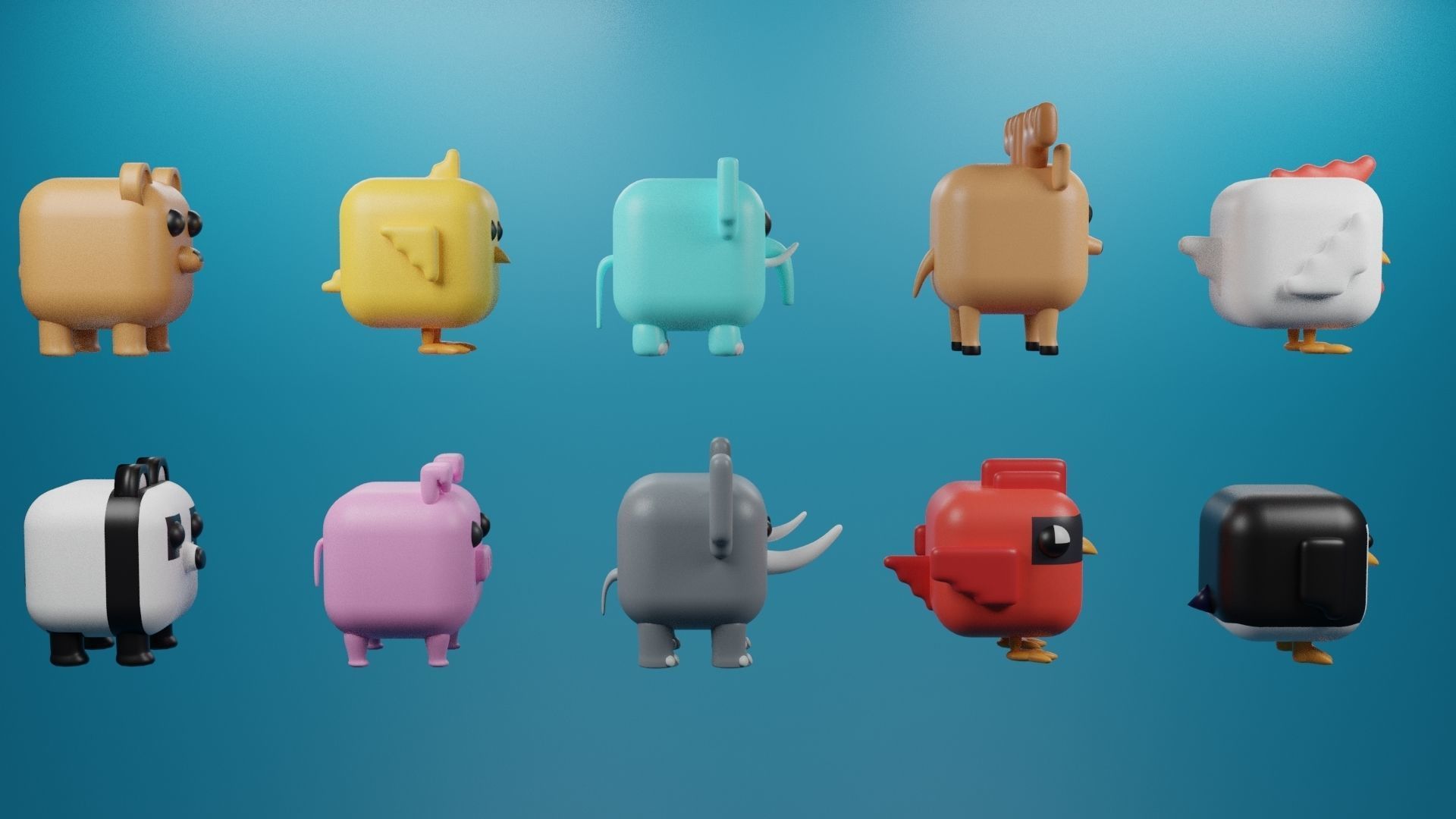 3D model 3D Cute animal cube character pack VR / AR / low-poly | CGTrader