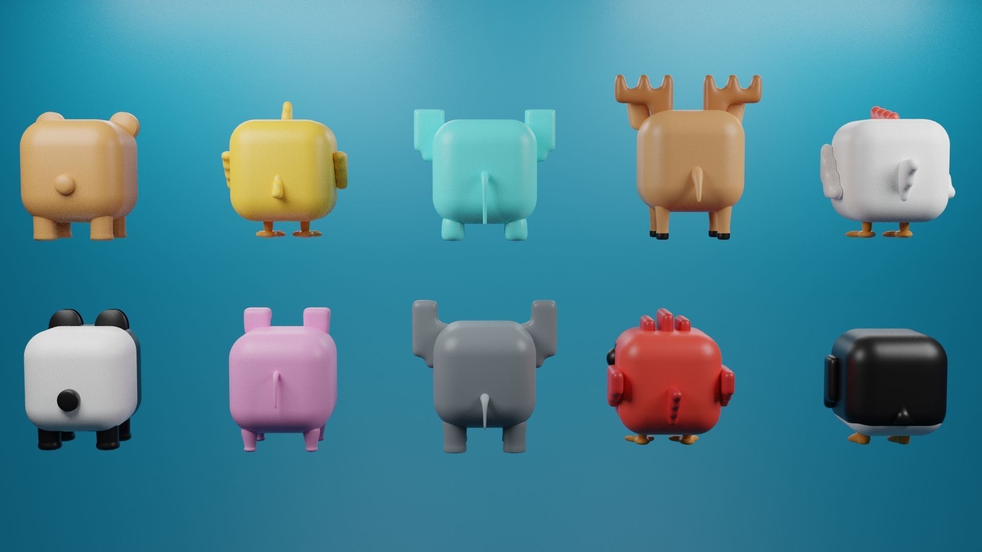 3D model 3D Cute animal cube character pack VR / AR / low-poly | CGTrader