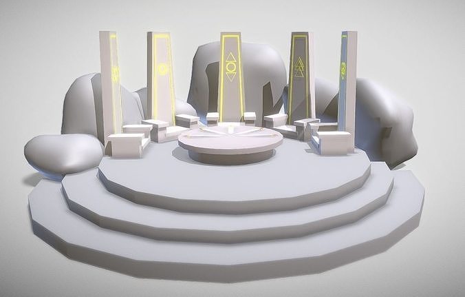 3D model Throne circular table with chairs VR / AR / low-poly | CGTrader