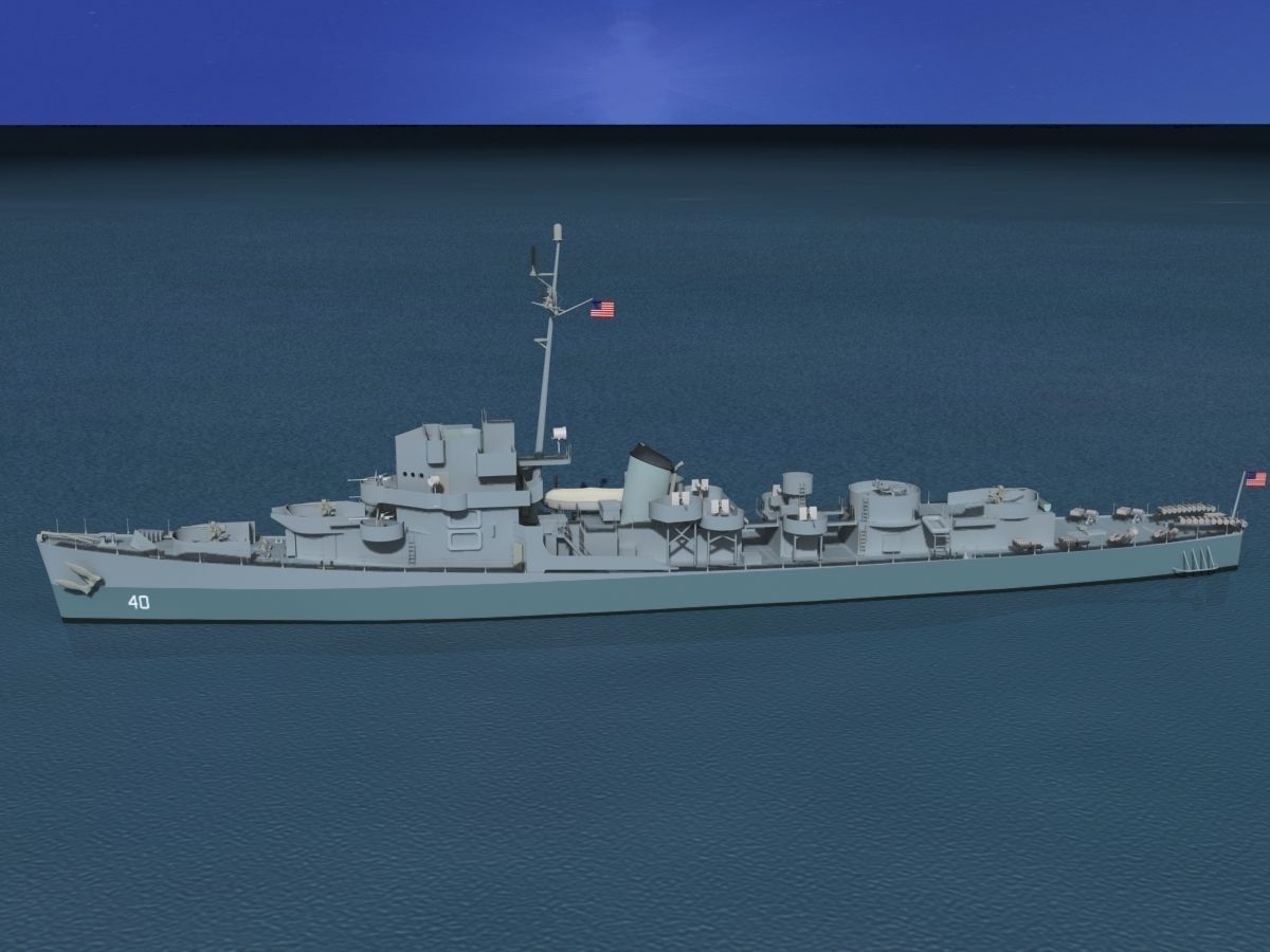 Evarts Class Destroyer DE40 USS Sanders 3D model rigged | CGTrader