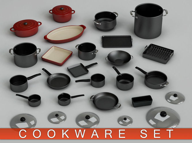 Cookware Set cooking pot 3D model | CGTrader