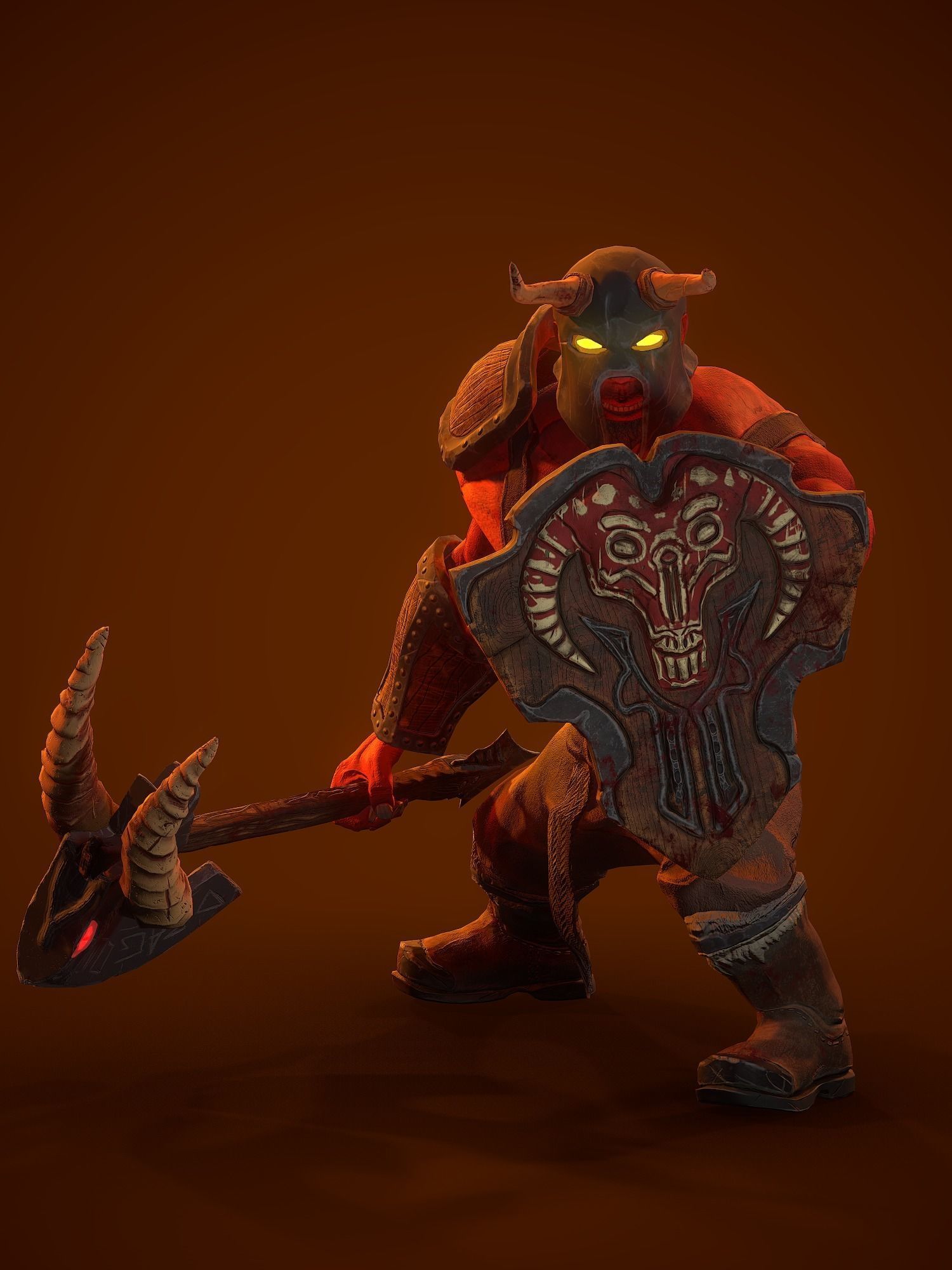 3D model Orc with axe and shield VR / AR / low-poly | CGTrader