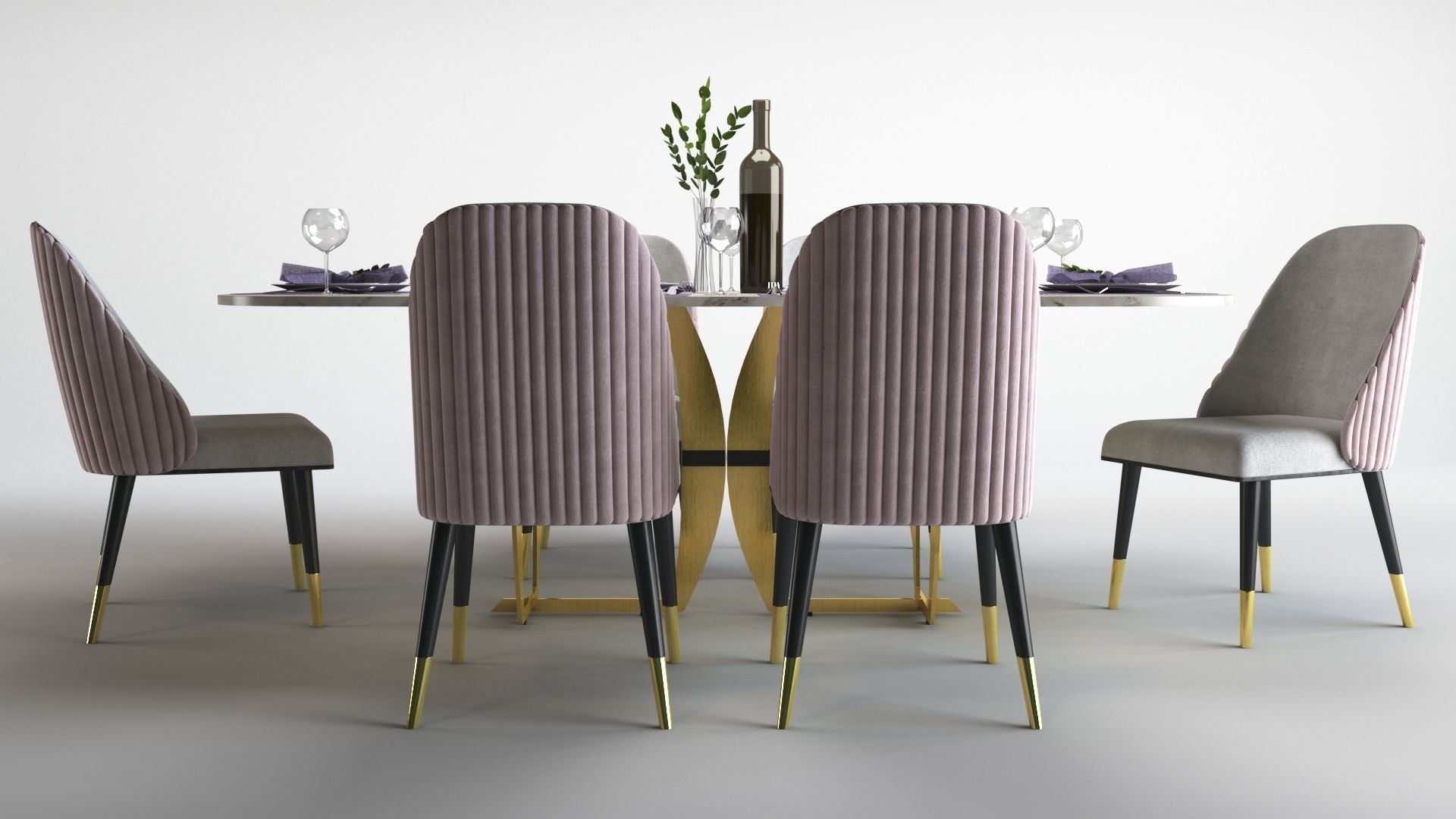 Convivio Table and Diva S-b chairs 3D model | CGTrader