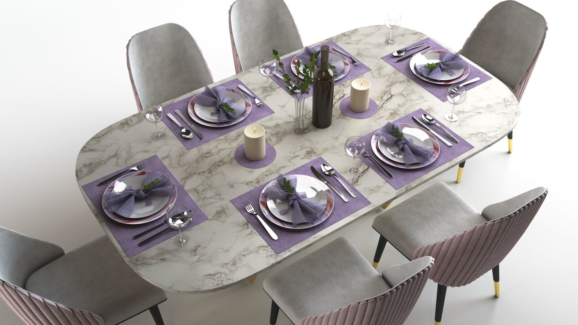 Convivio Table and Diva S-b chairs 3D model | CGTrader