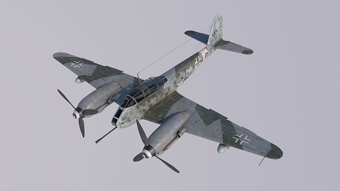 Me-410A1-U4 old war plane flying in sky 3D model | CGTrader