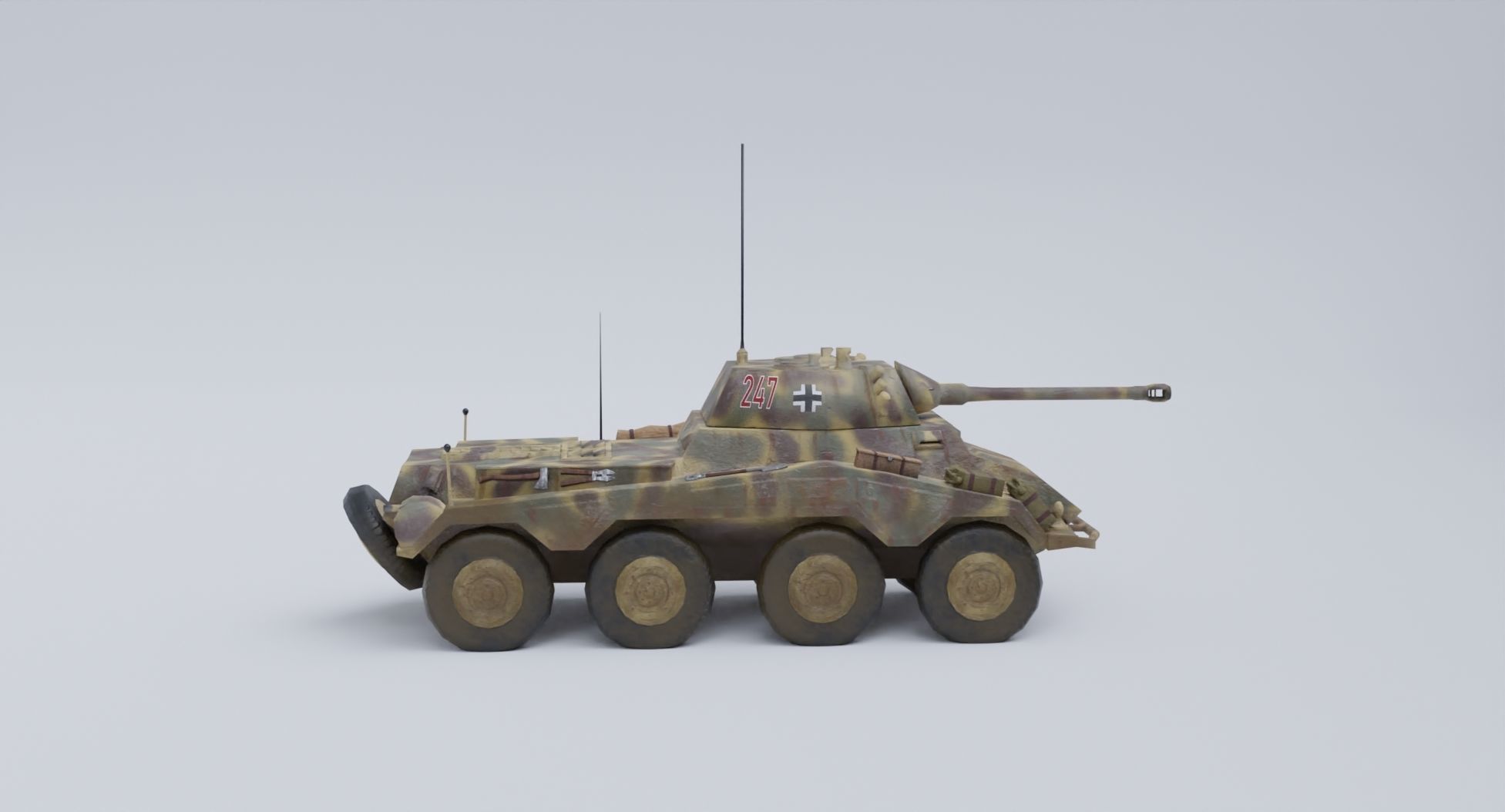 3D model Sdkfz 234-2 Puma German WW2 armored car Low Poly PBR model VR ...
