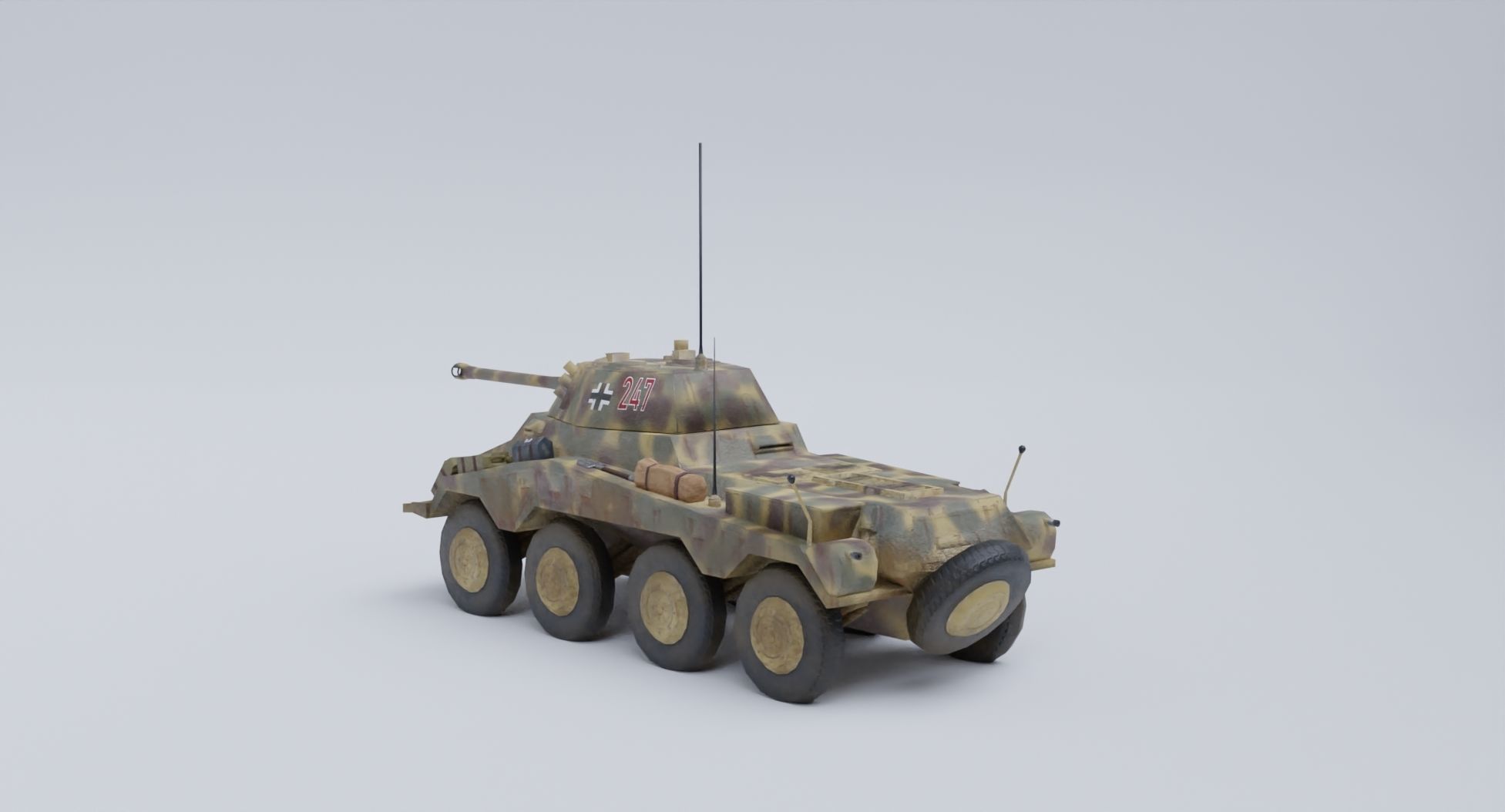 3D model Sdkfz 234-2 Puma German WW2 armored car Low Poly PBR model VR ...