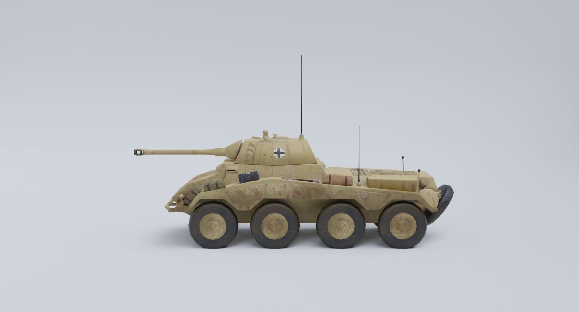 3D model Sdkfz 234-2 Puma German WW2 armored car Low Poly PBR model VR ...