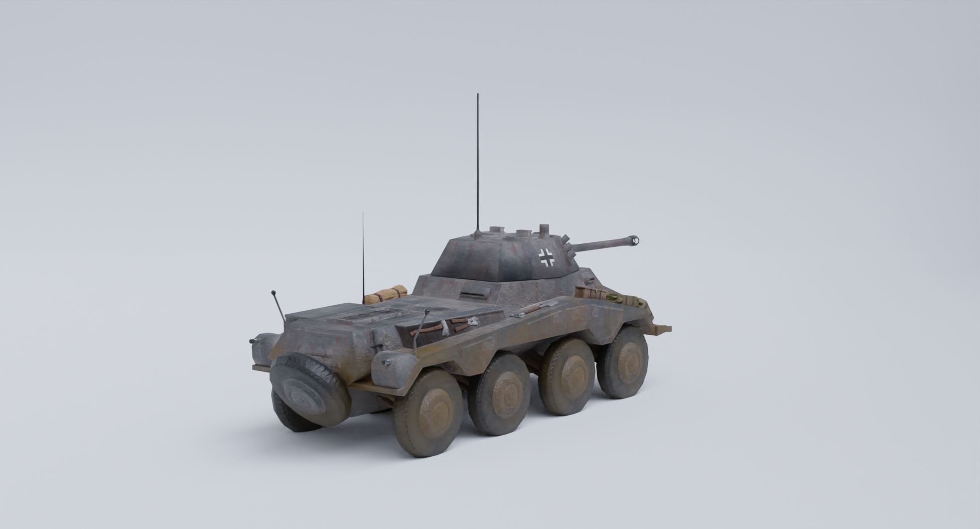 3D model Sdkfz 234-2 Puma German WW2 armored car Low Poly PBR model VR ...